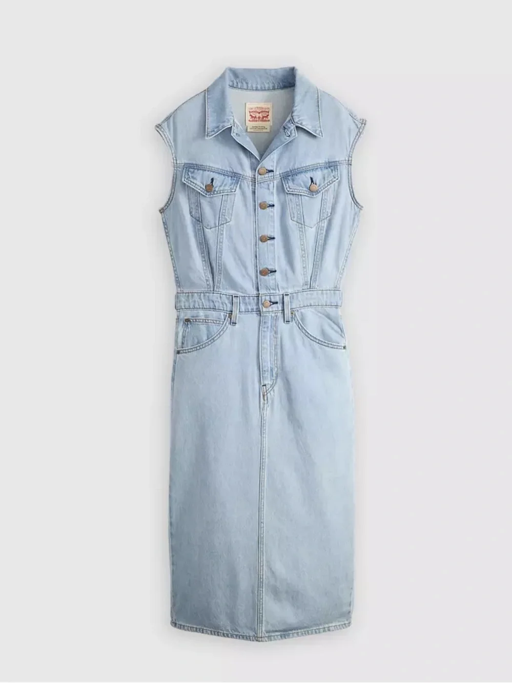 Levi's | Dresses | Levis Iconic Sleeveless Light Blue Denim Midi Dress ...